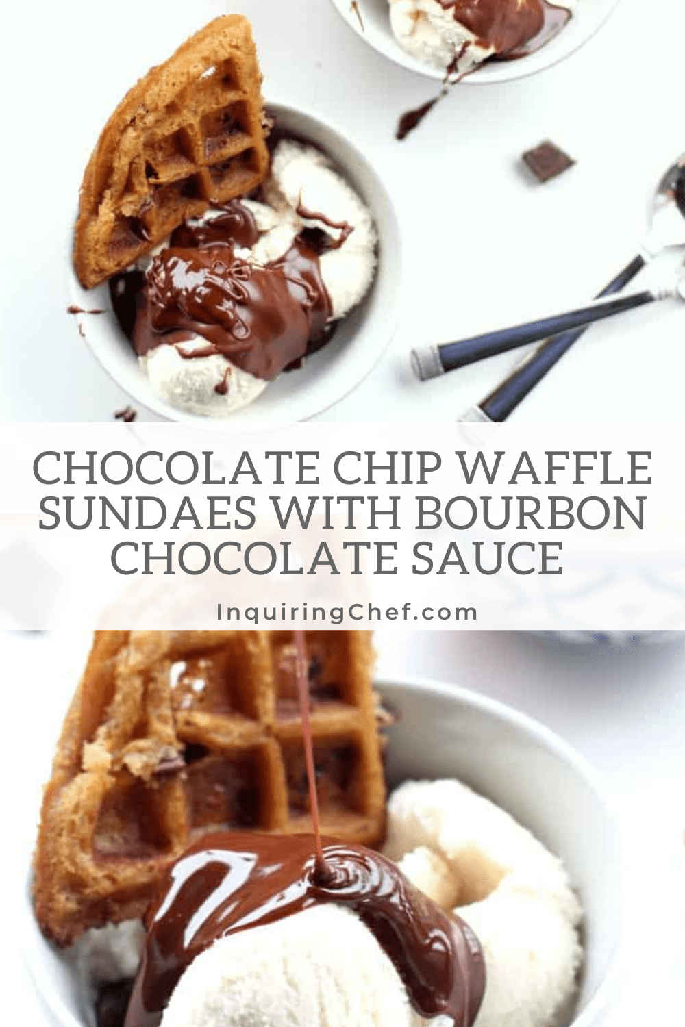 Waffle Sundaes with Chocolate Bourbon Sauce