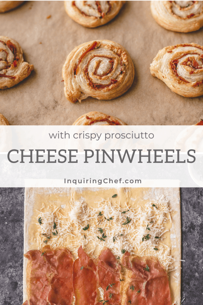 Cheese Pinwheels with Crispy Prosciutto